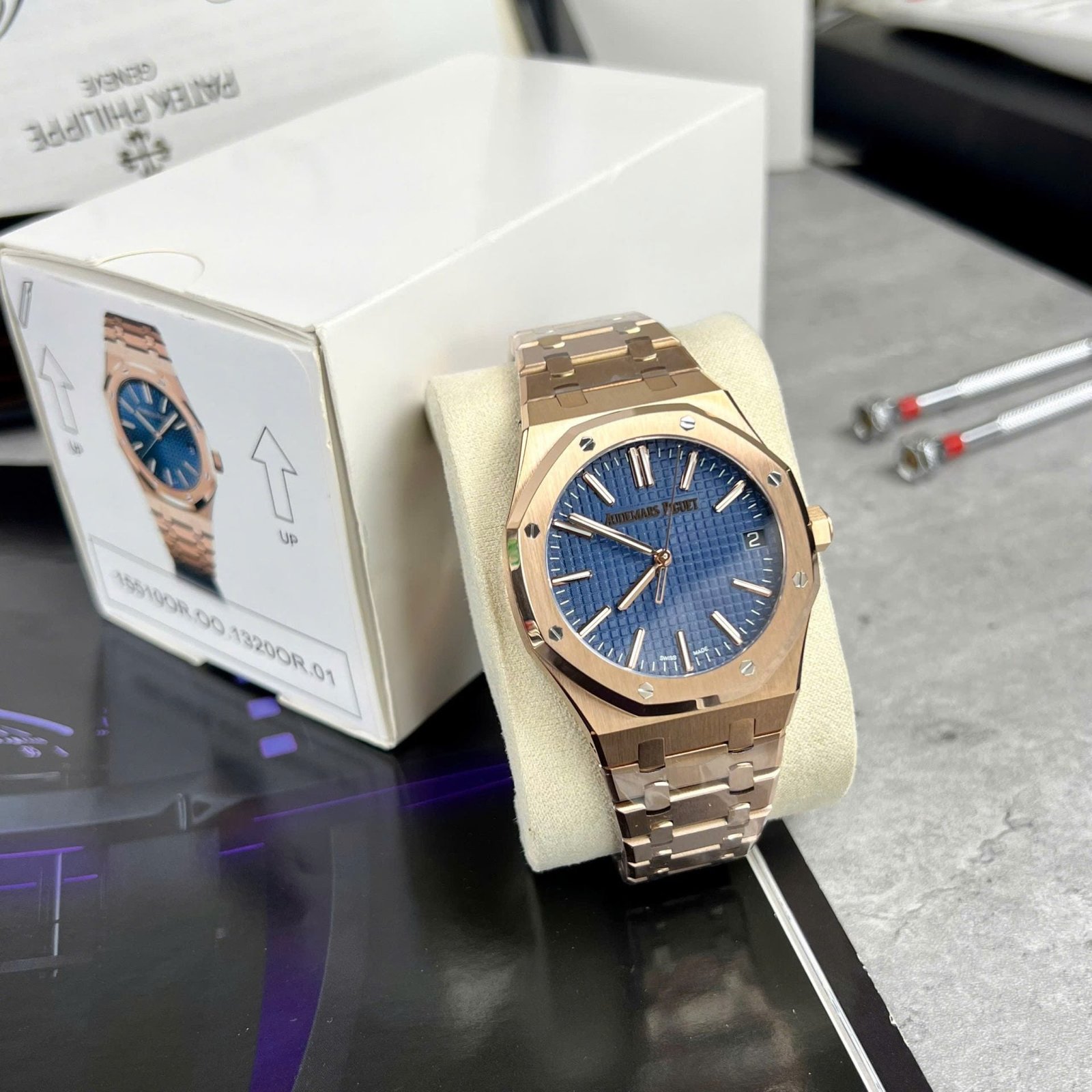 Audemars Piguet 15500 Watch Blue Dial 41mm – Gloria Leather